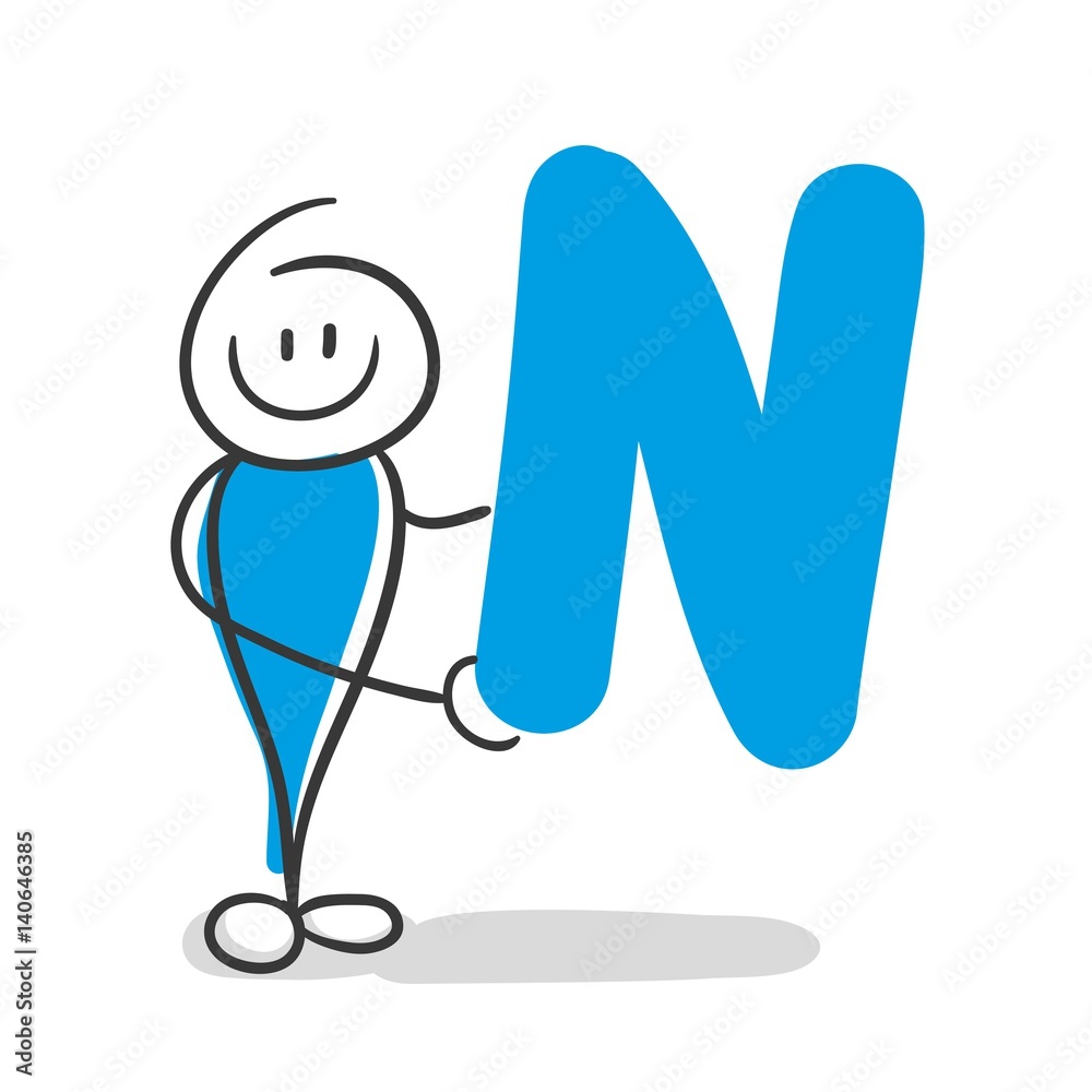Stick Figure Series Blue / Alphabet N Stock Vector | Adobe Stock