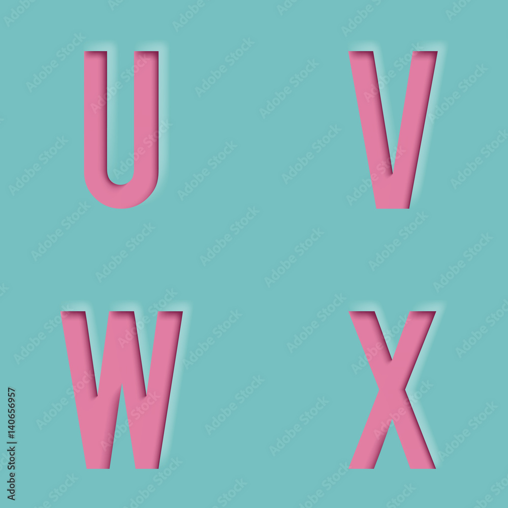 Paper Cutout Letters Realistic 3d Template Design Mock Up Vector ...