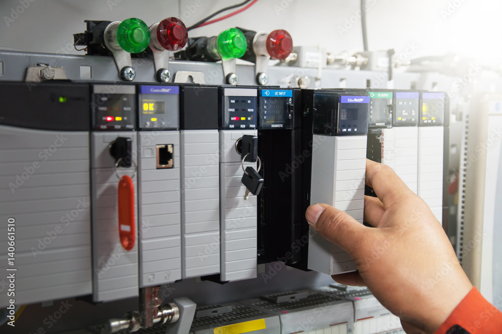 PLC programable logic controler,This picture show hard wiring ...