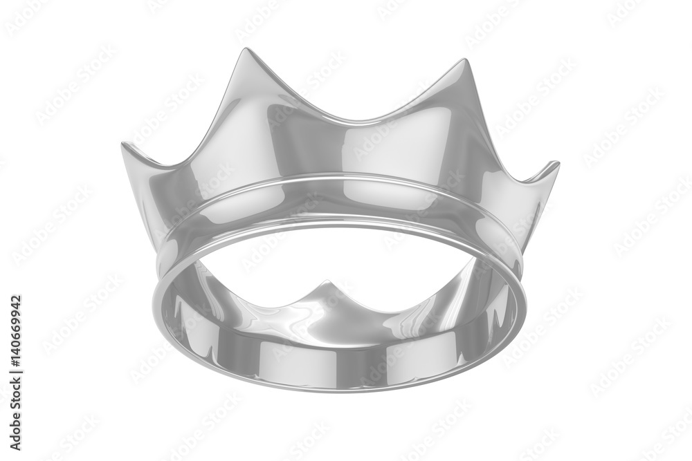 Silver royal simple crown on white. 3D rendering. Stock Illustration ...