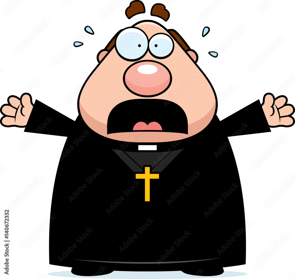 Scared Cartoon Priest Stock Vector | Adobe Stock