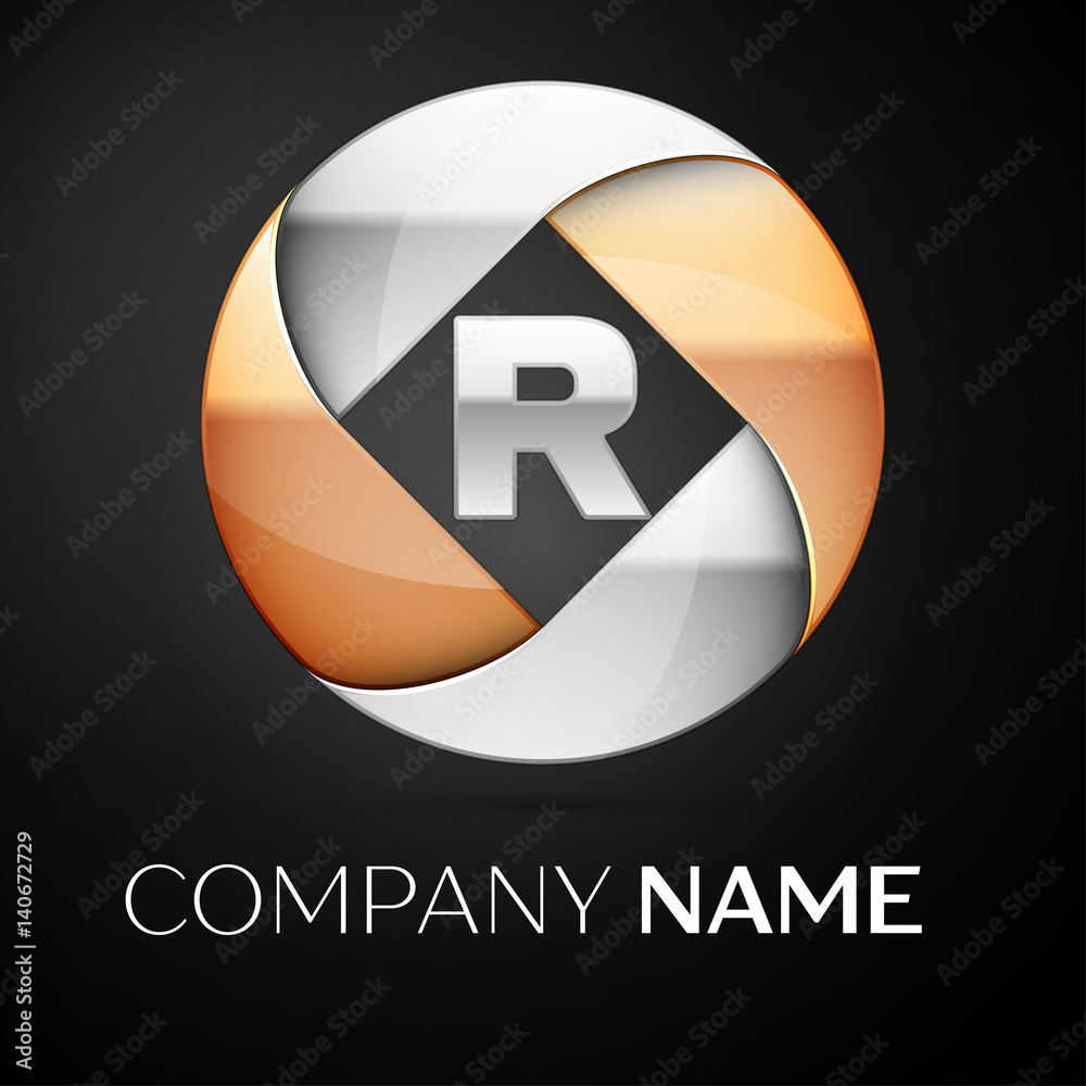 Letter R vector logo symbol in the colorful circle on black background ...