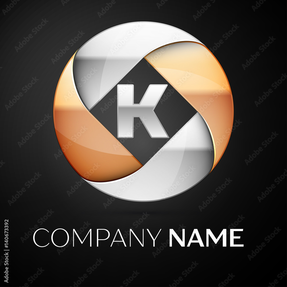 Letter K vector logo symbol in the colorful circle on black background ...