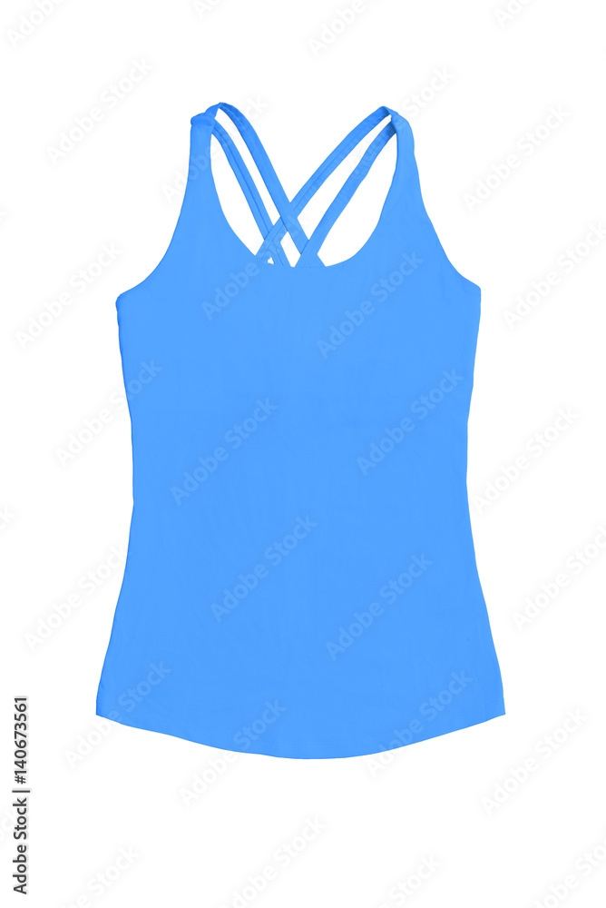 women’s blue sports top, isolated on white background Stock Photo ...