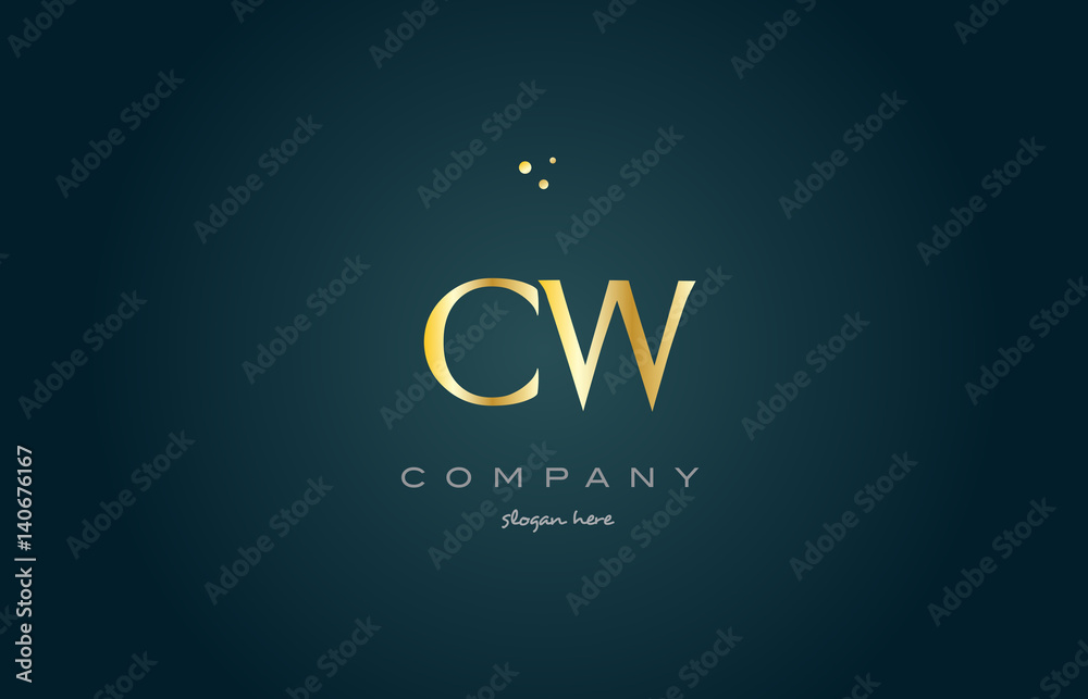 cw c w gold golden luxury alphabet letter logo icon template Stock ...