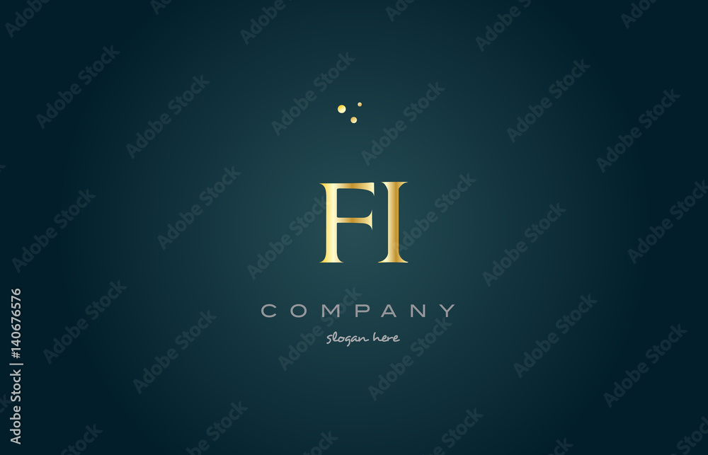 fi f i gold golden luxury alphabet letter logo icon template Stock ...