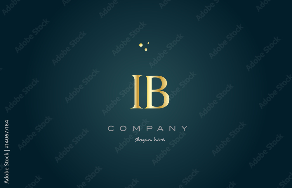 ib i b gold golden luxury alphabet letter logo icon template Stock ...