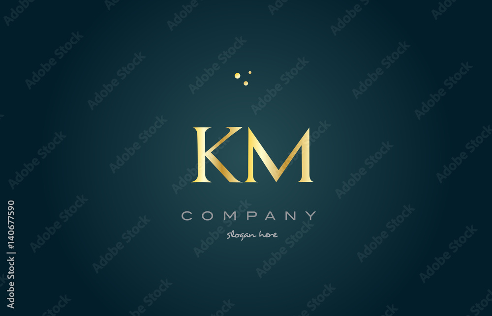 km k m gold golden luxury alphabet letter logo icon template Stock ...