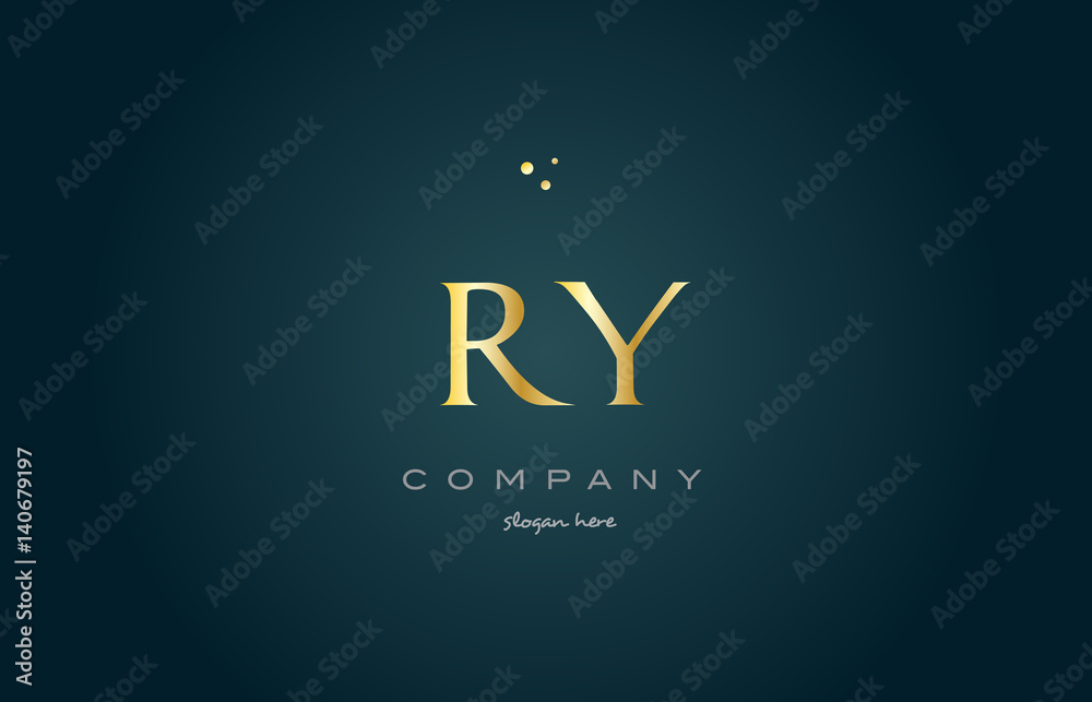 ry r y gold golden luxury alphabet letter logo icon template Stock ...