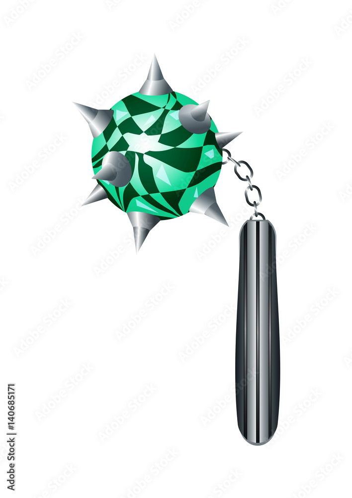 Flail Cartoon Medieval Weapon Isolated on White Background Element ...