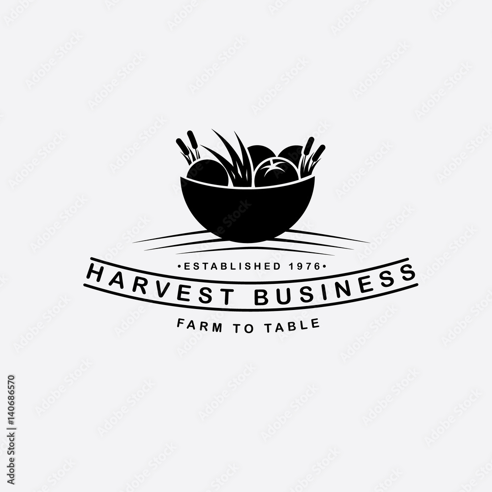 Food, Restaurant or farm icon symbol. Farm to table harvest logo ...
