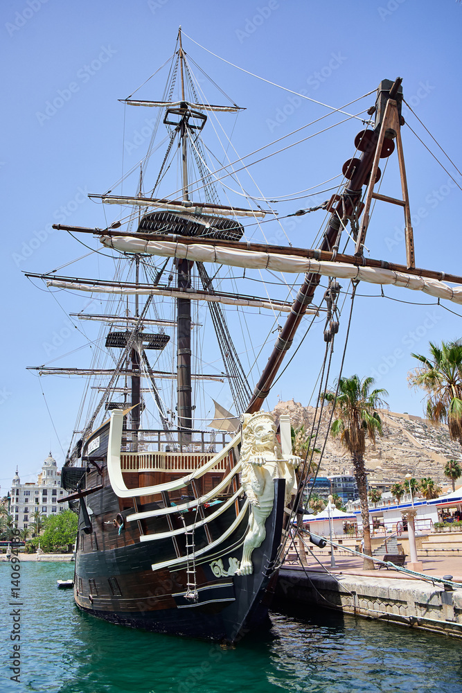 Alicante, Spain - June 30, 2016: Bow of the Santisima Trinidad ship ...