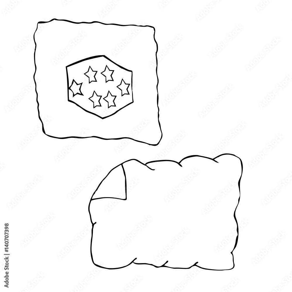 Blankets drawn in line art. Symbol for bedtime and sleep, boys and ...