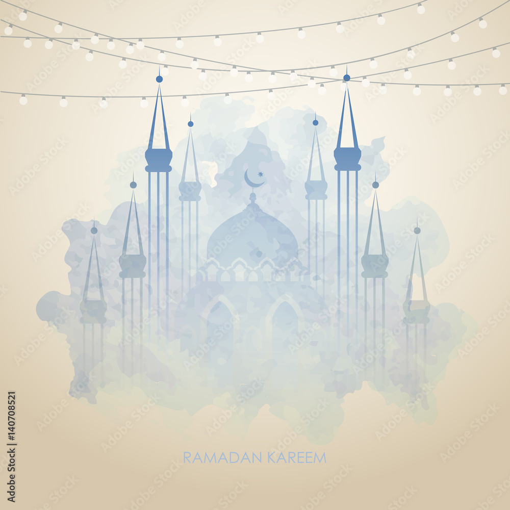 Beautiful mosque, made by colors splash for Islamic holy month of ...