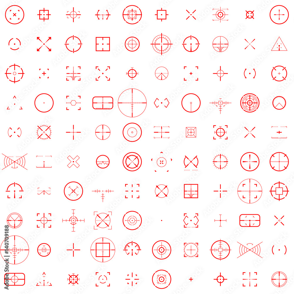 Round and square crosshairs for video games and applications. Vector ...