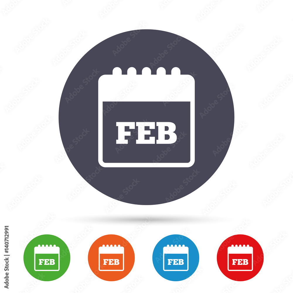 Calendar sign icon. February month symbol. Stock Vector | Adobe Stock