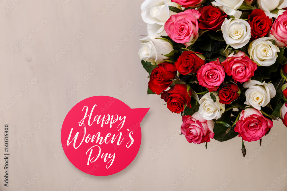 Bouquet of roses background. Happy womens day. Natural flowers. Floral ...
