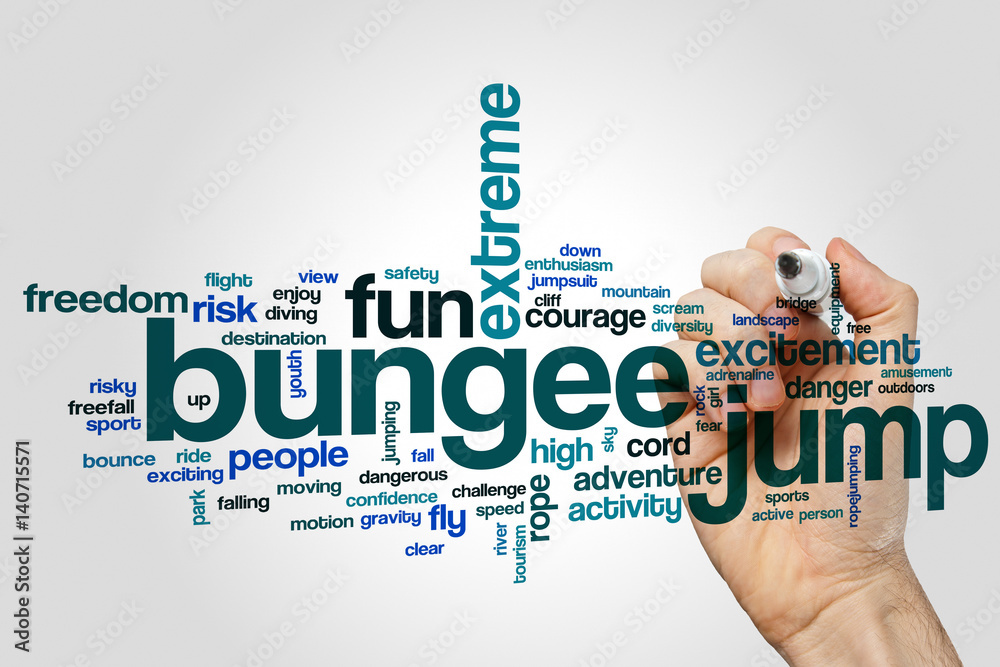 Bungee jump word cloud concept on grey background Stock Photo | Adobe Stock