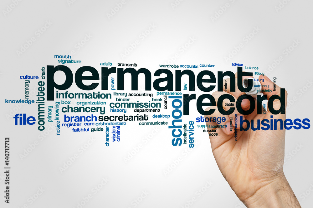 Permanent record word cloud Stock Photo | Adobe Stock