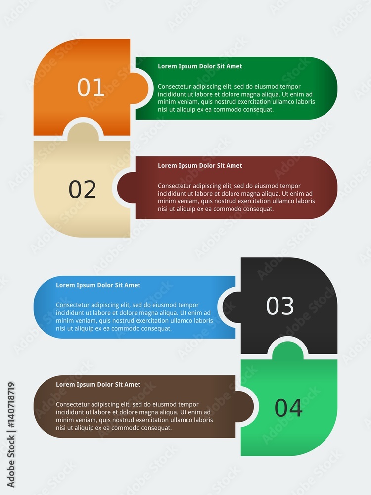Columned Rows Puzzle Infographic Vector Template for Data Visualization ...