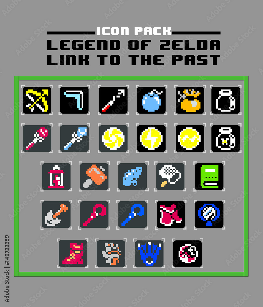 Legend of zelda Link To The Past Icon Pack Stock Illustration | Adobe Stock