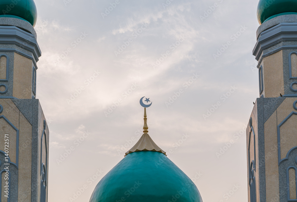 Mosque on sky clouds : Many mosques have elaborate domes, minarets, and ...
