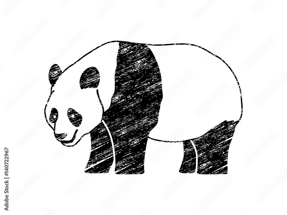 Panda standing side view designed using black grunge brush graphic ...