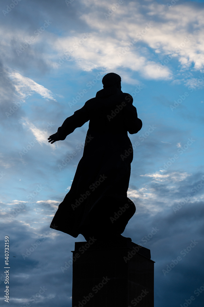 Poster Soviet style statue silhouette with blue Sky – Wall Art | UkPosters