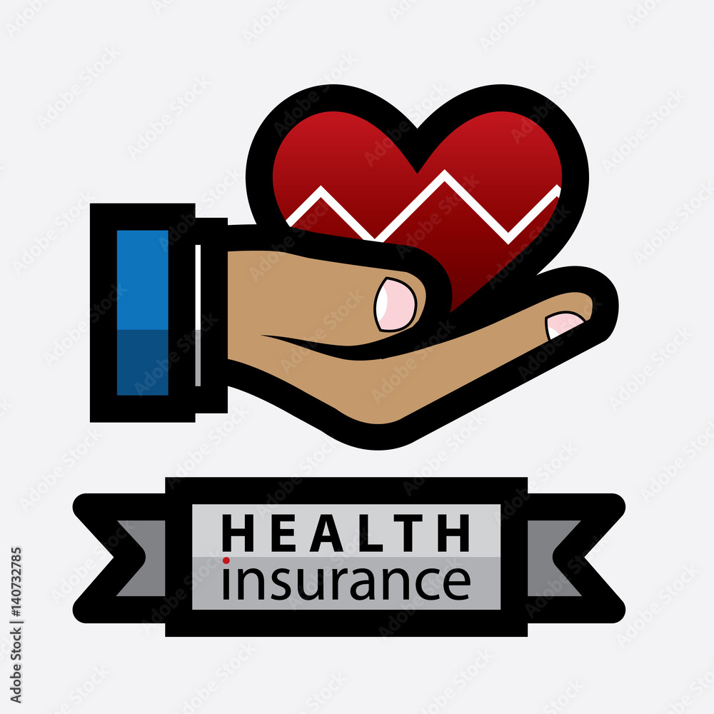 hand holding heart with health insurance banner, medical icon concept ...