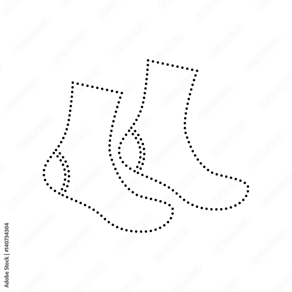 Socks sign. Vector. Black dotted icon on white background. Isolated ...