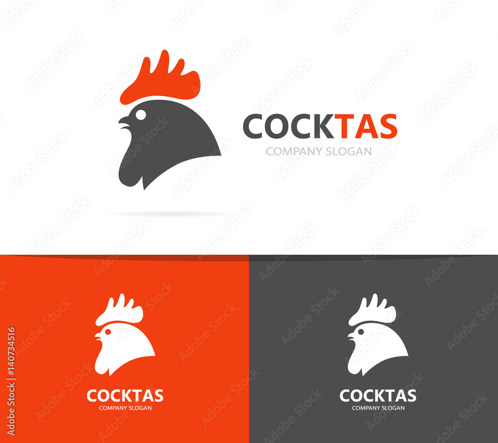 Vector of red rooster and cock logo combination. Chinese year symbol or ...