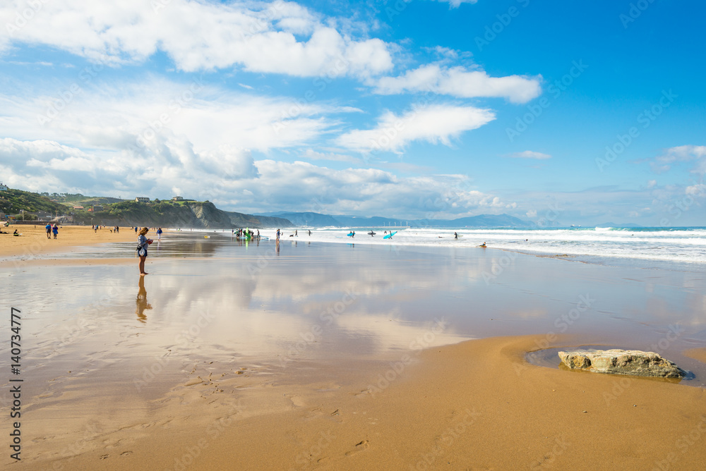 View to the Biscay and the beach Arrietara of Sopelana, also named ...
