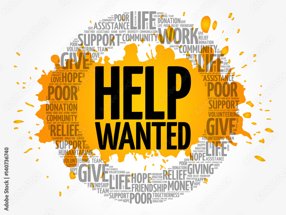 Help Wanted word cloud collage, concept background Stock Vector | Adobe ...