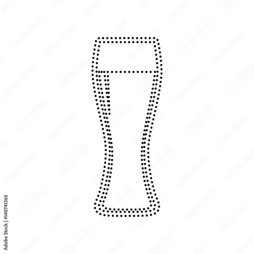 Beer glass sign. Vector. Black dotted icon on white background ...