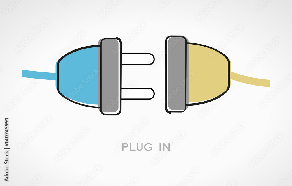 plug and socket. Doodle vector illustration. Plug in concept. The file ...