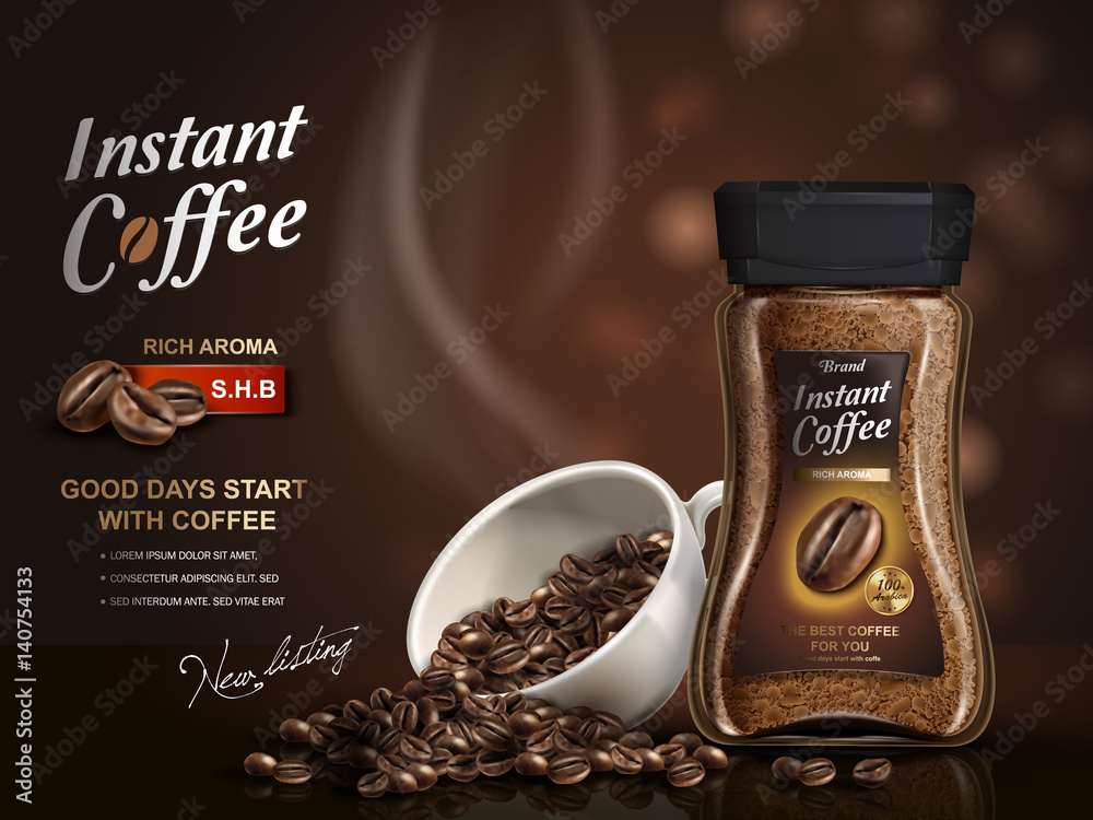 instant coffee ad Stock Vector | Adobe Stock