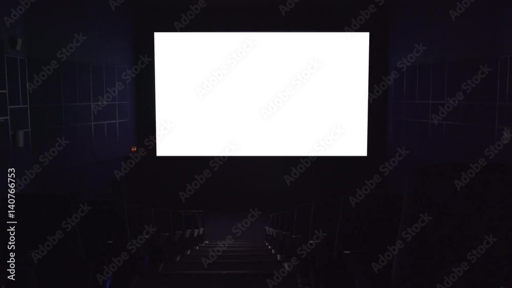 Hall in the cinema. White screen in the cinema for your template Stock ...