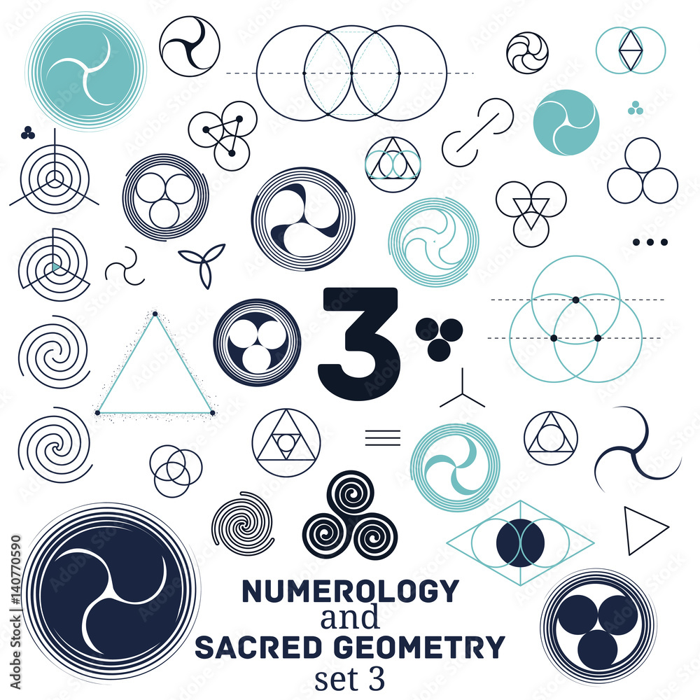 Sacred geometry and numerology symbols vector illustration. Stock ...