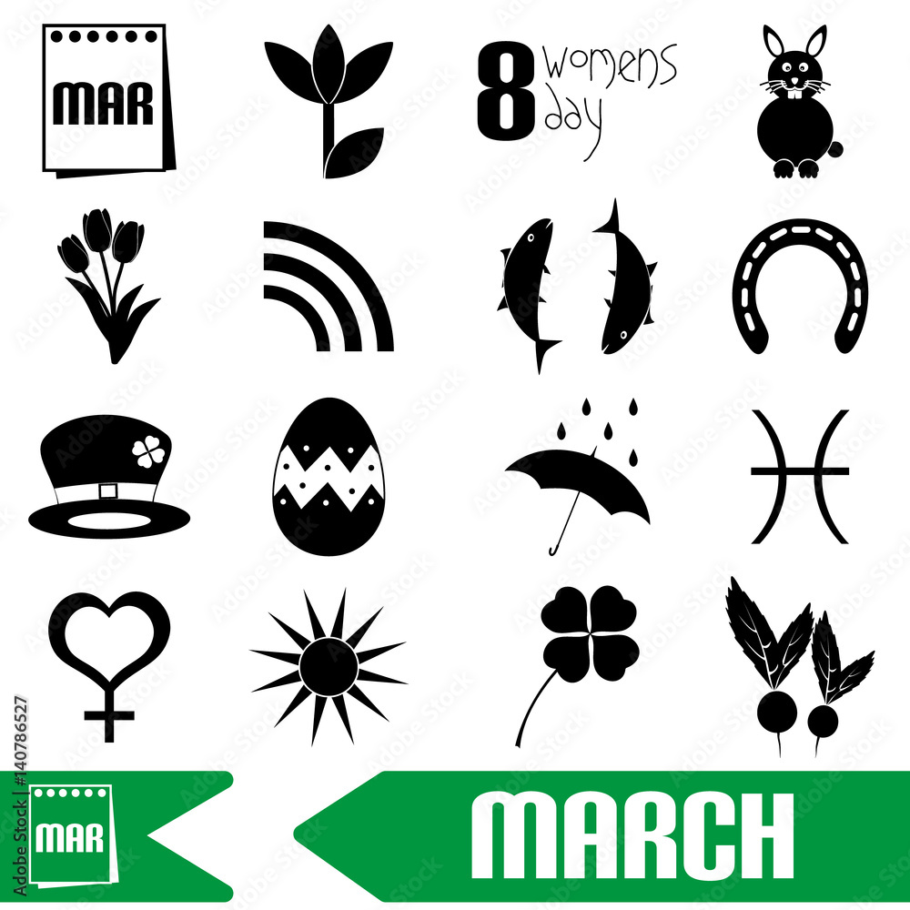 march month theme set of simple outline icons eps10 Stock-Vektorgrafik ...