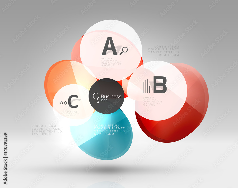 Shiny circles with text in 3d space Stock Vector | Adobe Stock