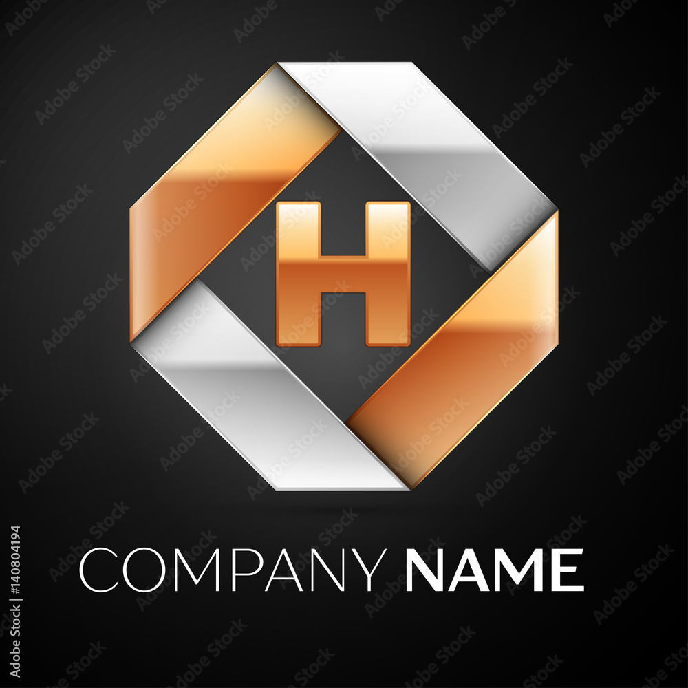 Letter H vector logo symbol in the colorful rhombus on black background ...