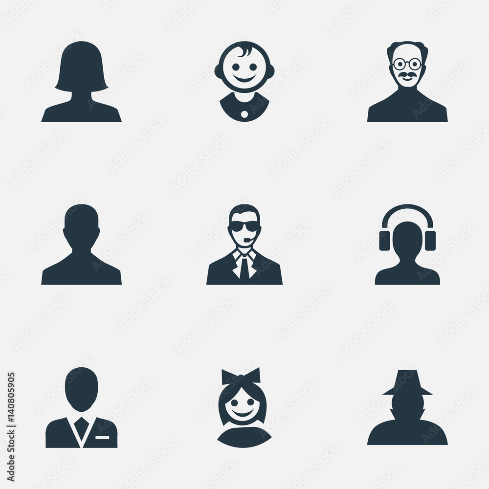 Vector Illustration Set Of Simple Avatar Icons. Elements Workman, Male ...