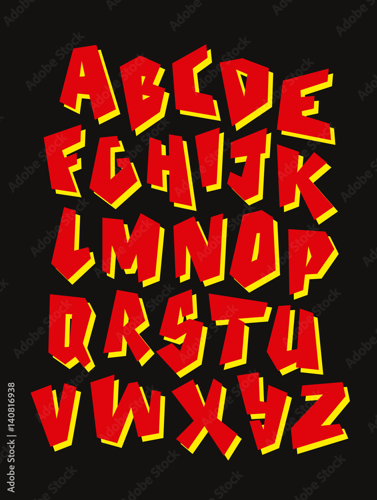 Graffiti font. Editable vector alphabet Stock Vector | Adobe Stock