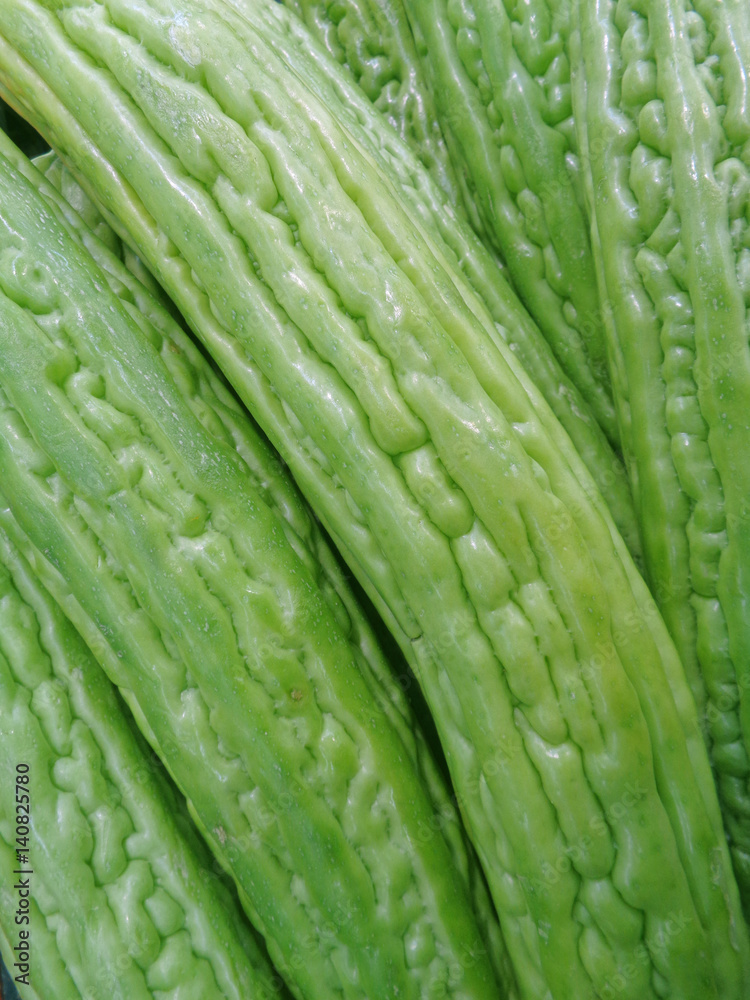 Closed up Texture of Vibrant green Bitter Cucumber, Bitter Gourd ...