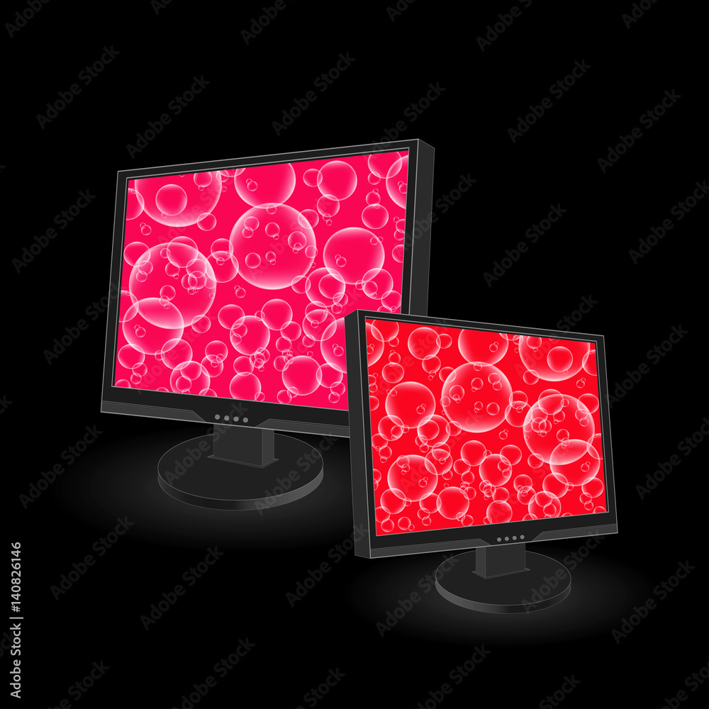 Abstract monitor. 3D monitors with abstract background on the screen in ...