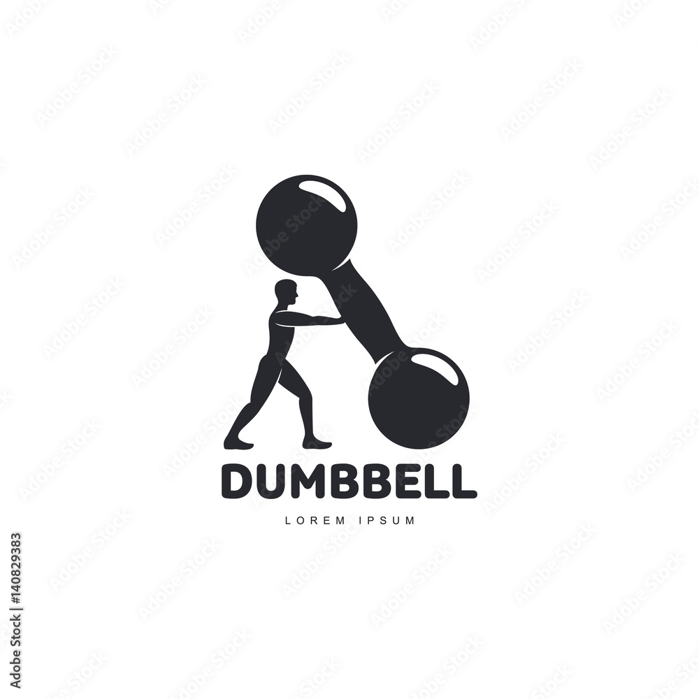 Graphic logo template with full length figure of bodybuilder man ...