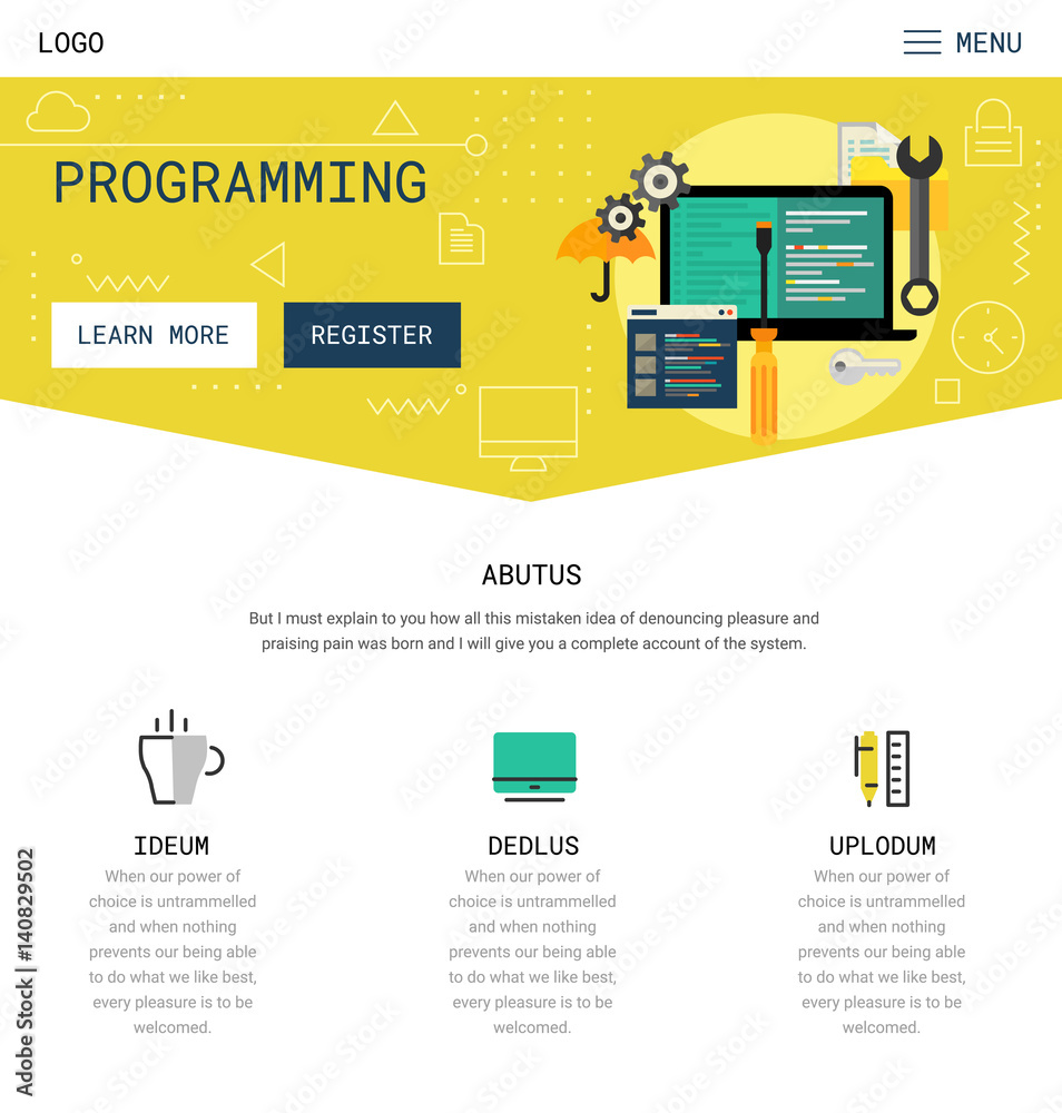 One Page Website Design Stock Vector | Adobe Stock