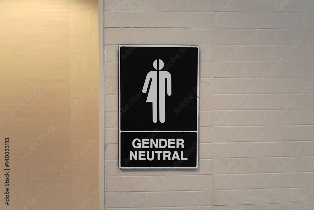 Gender neutral restroom sign that says, GENDER NEUTRAL Stock Photo ...