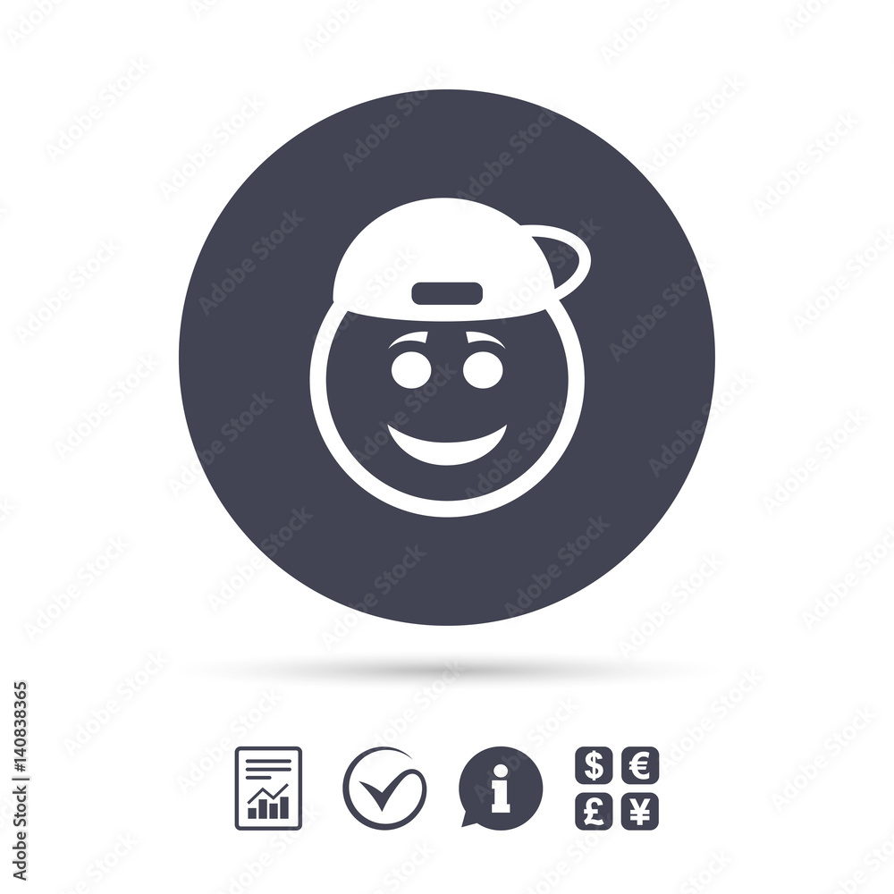Smile rapper face icon. Smiley symbol. Stock-Vektorgrafik | Adobe Stock
