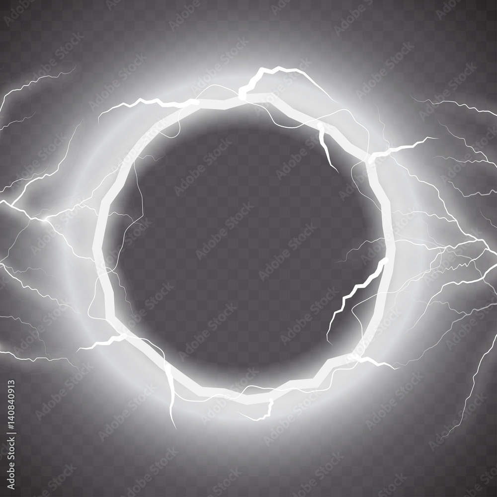 Lightning vector round text frame on transparent background. Stock ...